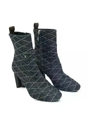 LOUIS VUITTON Silhouette Flower Heel Ankle Boots