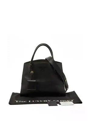 Prada Monochrome Saffiano Leather Tote Bag - Black