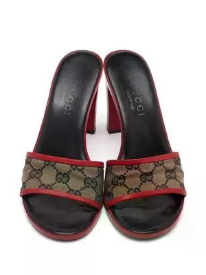 Gucci Gg Canvas Block Heel Sandals
