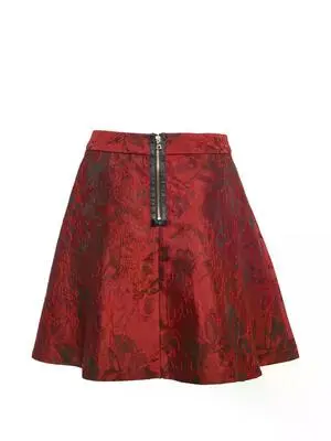 Alice + Olivia Floral Jacquard Flared Mini Skirt - Red