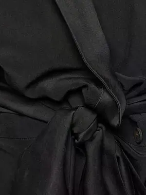 Gucci Silk Wrap Neck Long Sleeve Jumpsuit