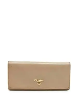 Prada Saffiano-leather Flap Continental Wallet - Neutrals