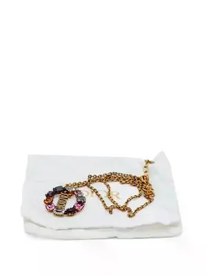 Dior J'adior Crystal Pendant Cable-link Chain Necklace