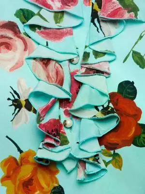 Gucci Floral Print Ruffled Silk Blouse