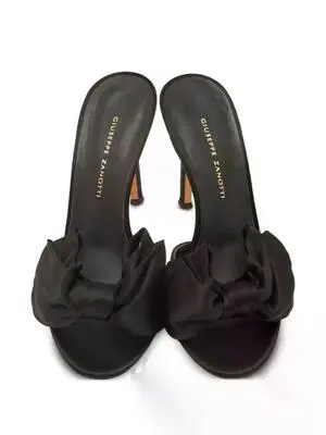 GIUSEPPE ZANOTTI Satin Knotted Bow Stiletto Sandals - Black