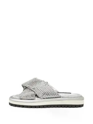 Dolce & Gabbana Embellished Crossover Sandals - Silver