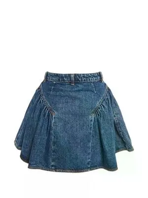 SELF-PORTRAIT Flared Denim Mini Skirt