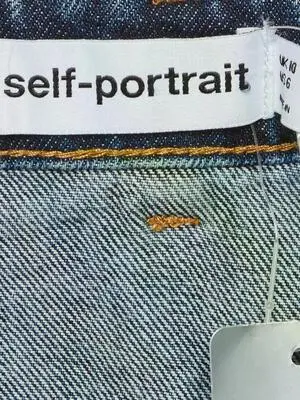 SELF-PORTRAIT Flared Denim Mini Skirt
