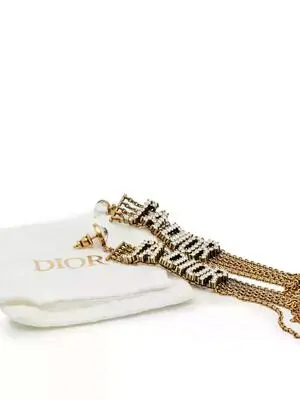 Dior J'adior Crystal Chain Tassel Drop Earrings