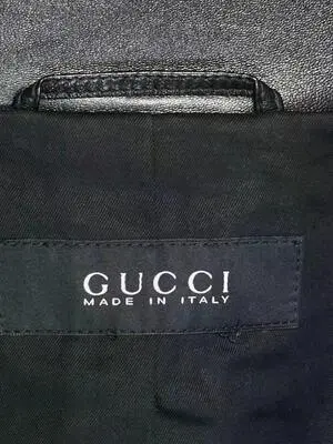 Gucci Leather Zip-up High Neck Jacket