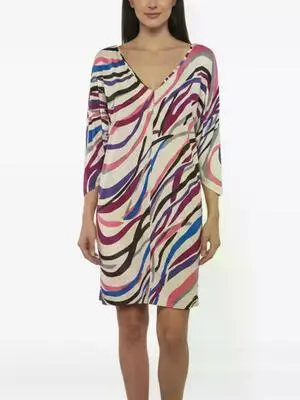 Diane Von Furstenberg Batwing Sleeve Printed Mini Dress
