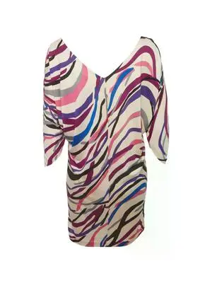 Diane Von Furstenberg Batwing Sleeve Printed Mini Dress