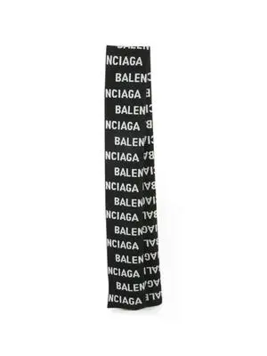Balenciaga Logo Intarsia Scarf - Black