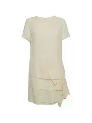 Brunello Cucinelli Cream Cotton Tiered Mini Dress