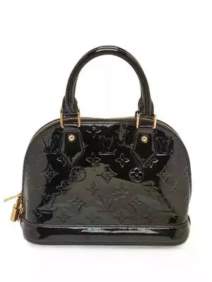 LOUIS VUITTON Monogram Vernis Alma Bb Tote Bag - Black