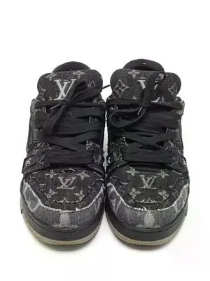 LOUIS VUITTON Monogram Denim Trainer Sneakers - Black
