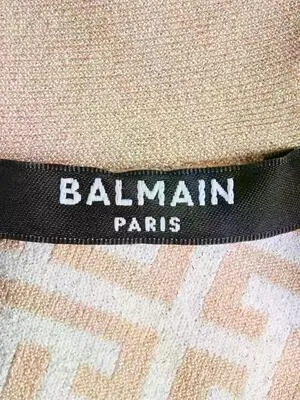 Balmain Monogram Jacquard V-neck Dress