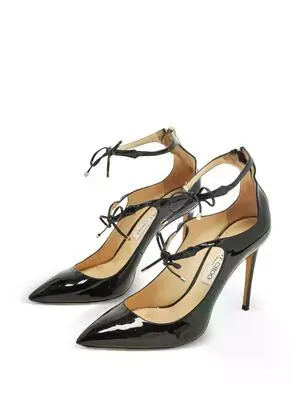 JIMMY CHOO Leather Patent Hoops Tie-detail Pumps