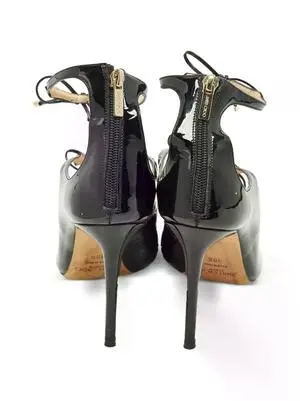 JIMMY CHOO Leather Patent Hoops Tie-detail Pumps