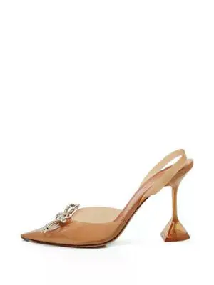 Amina Muaddi Holli Glass Slingback Pumps - Brown