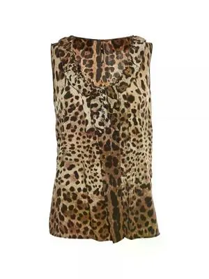 Dolce & Gabbana Leopard Print Ruffled Blouse