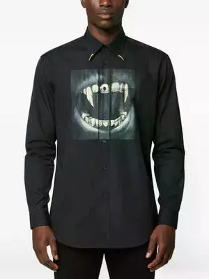 Roberto Cavalli Graphic-print Button-down Cotton Shirt