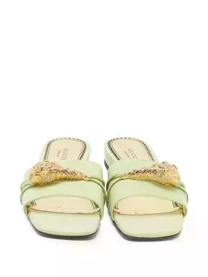 Gucci Tiger Head Crystal-embellished Leather Sandals