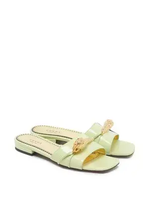 Gucci Tiger Head Crystal-embellished Leather Sandals