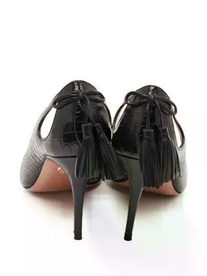 AQUAZZURA Croc-embossed Tassel Pumps
