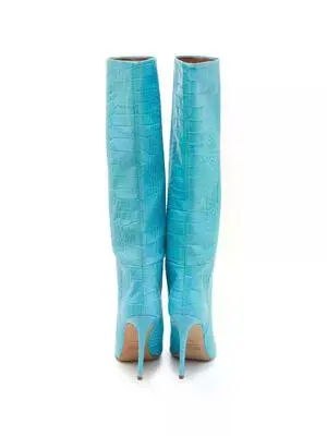 Paris Texas Croc-embossed Leather Knee-high Boots - Blue