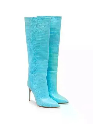 Paris Texas Croc-embossed Leather Knee-high Boots - Blue