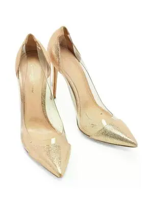 GIANVITO ROSSI Plexi Pointed-toe Pumps - Gold