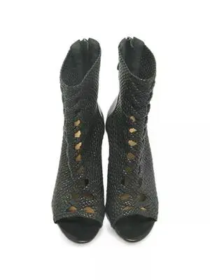 ALEXANDRE BIRMAN Woven Leather Open-toe Ankle Boots