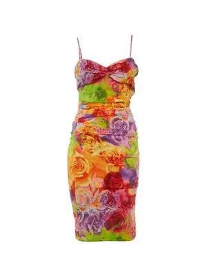 Versace Floral-print Ruched Dress
