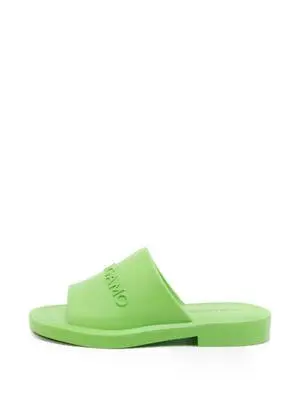 FERRAGAMO Embossed Logo Slides - Green