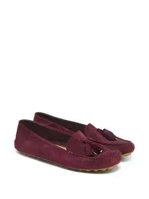 Loro Piana Suede Tassel Detail Loafers - Red