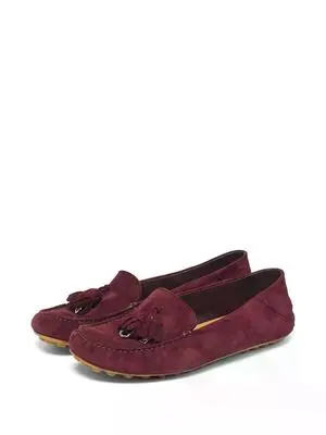 Loro Piana Suede Tassel Detail Loafers - Red