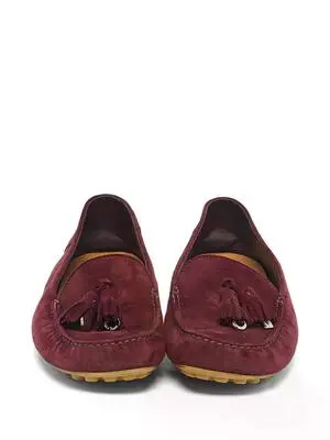 Loro Piana Suede Tassel Detail Loafers - Red