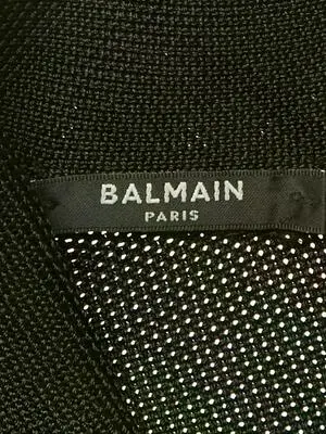 Balmain Mesh-knit Button-detail Mini Dress
