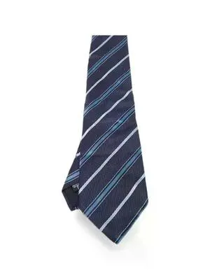 Giorgio Armani Striped Silk Tie - Blue