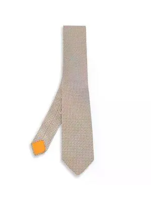 Hermès Silk Patterned Neck Tie - Orange