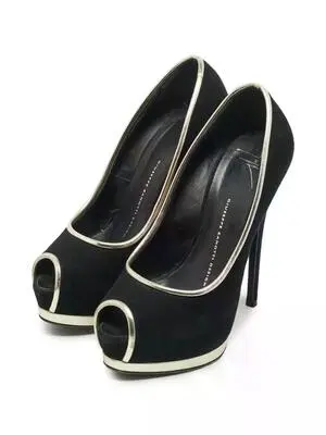 GIUSEPPE ZANOTTI Suede Peep-toe Pumps - Black