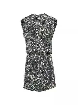 Balenciaga Scribbled Noise-print Mini Dress - White