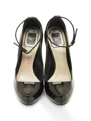 Dior Leather Patent Finish Ankle Strap Platform Pumps
