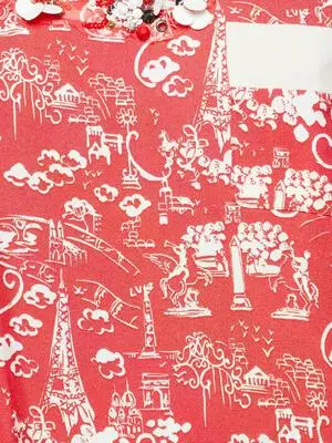 LOUIS VUITTON Paris Art-print Bead-embellished Blouse