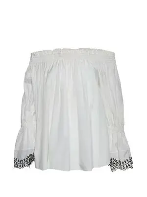 Alexander McQueen Embroidered Off-shoulder Top