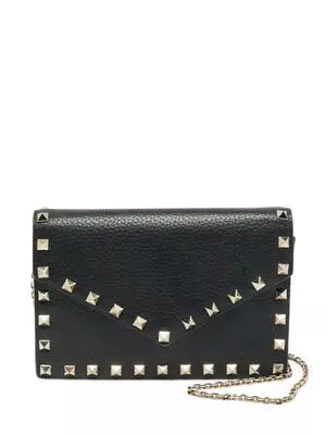 Valentino Garavani Rockstud Envelope Wallet On Chain - Black