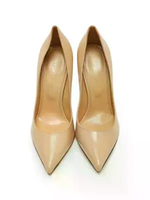 GIANVITO ROSSI Beige Leather Pointed Toe Stiletto Pumps - Neutrals