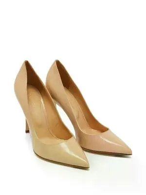 GIANVITO ROSSI Beige Leather Pointed Toe Stiletto Pumps - Neutrals
