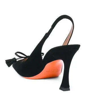 Santoni Suede High-heel Slingback Pumps
